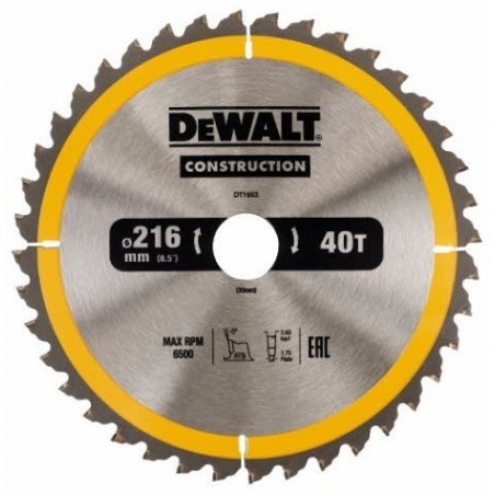 DeWALT Cirkelzaagblad DT1953-QZ - Ø 216mm Asgat 30mm - 40T kopen?
