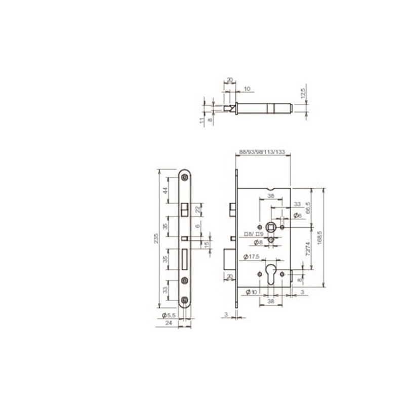 Abloy Paniekslot EL160 65mm PC72 SKG** - voorplaat 20mm - DR1+3 kop...