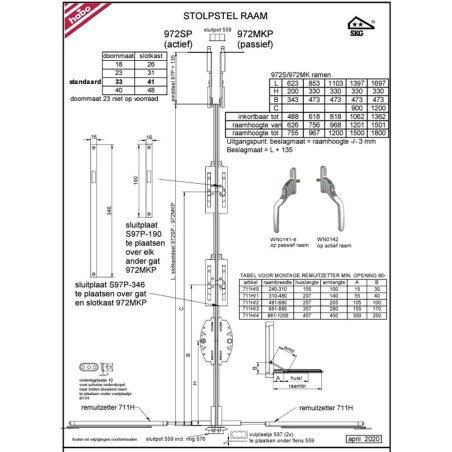Habo Espagnolet Stolpraam 972MKP 1200mm SKG 2* kopen? | MijnIJzerwaren